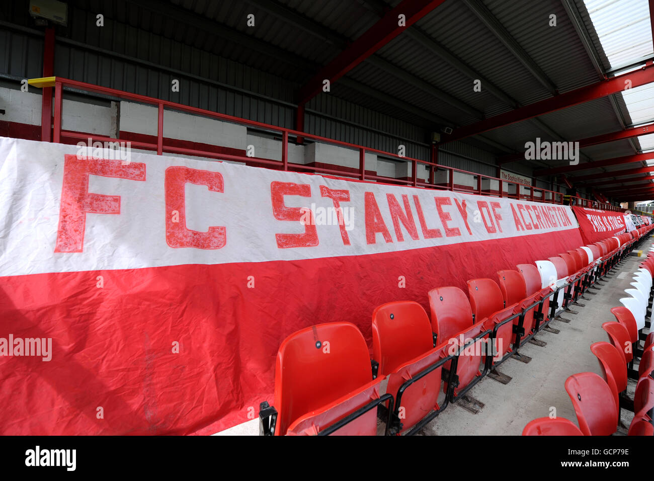General view of a stand at The Crown Ground, home of Accrington Stanley ...