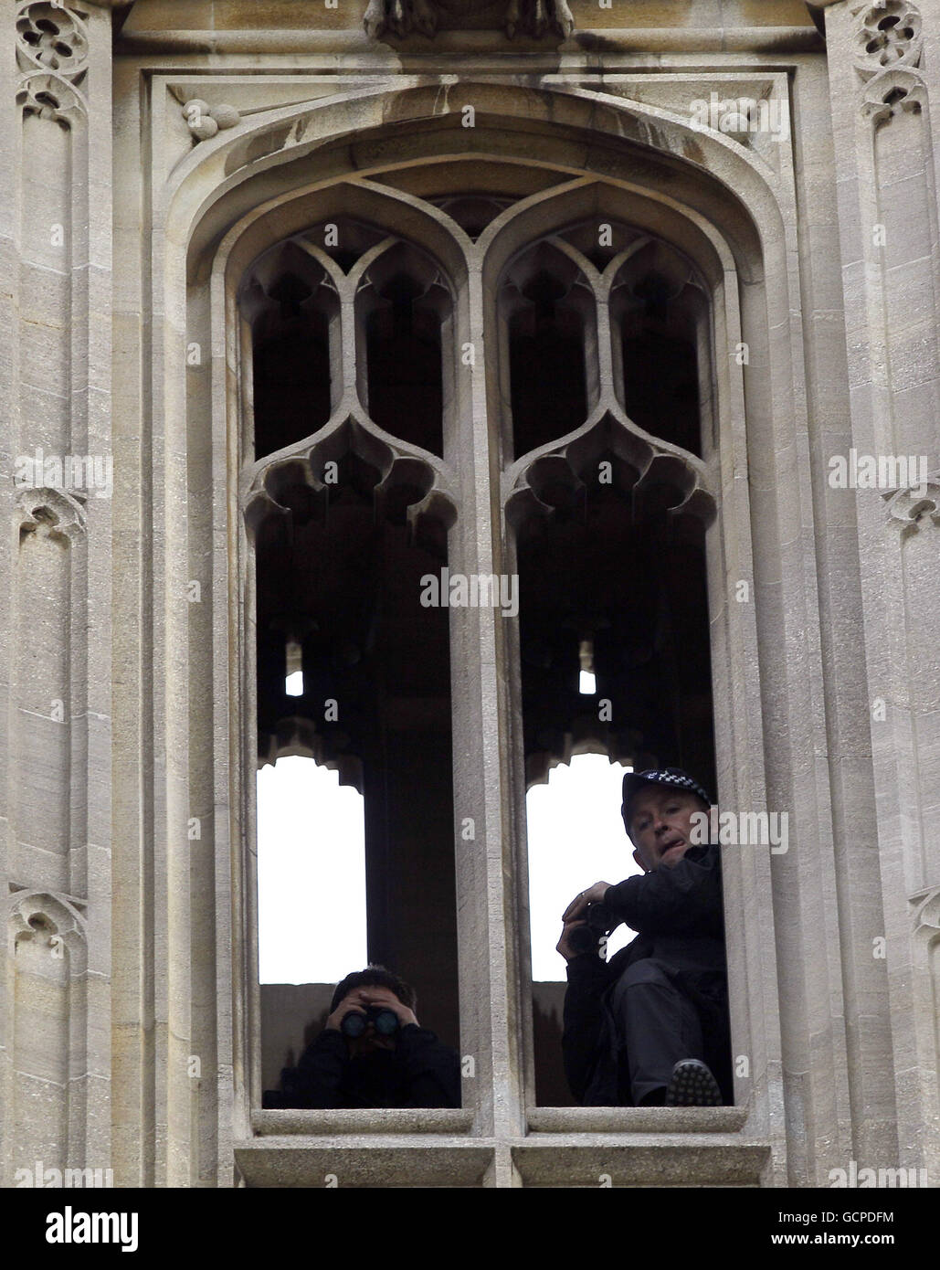 Police look out from a tower in the Houses of Parliament ahead of the ...