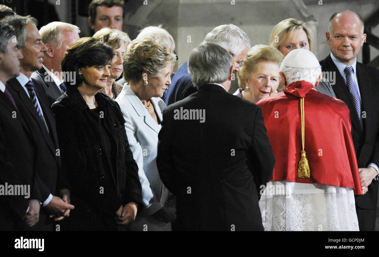 Pope Benedict XVI greets former Prime Minister Baroness Thatcher in ...