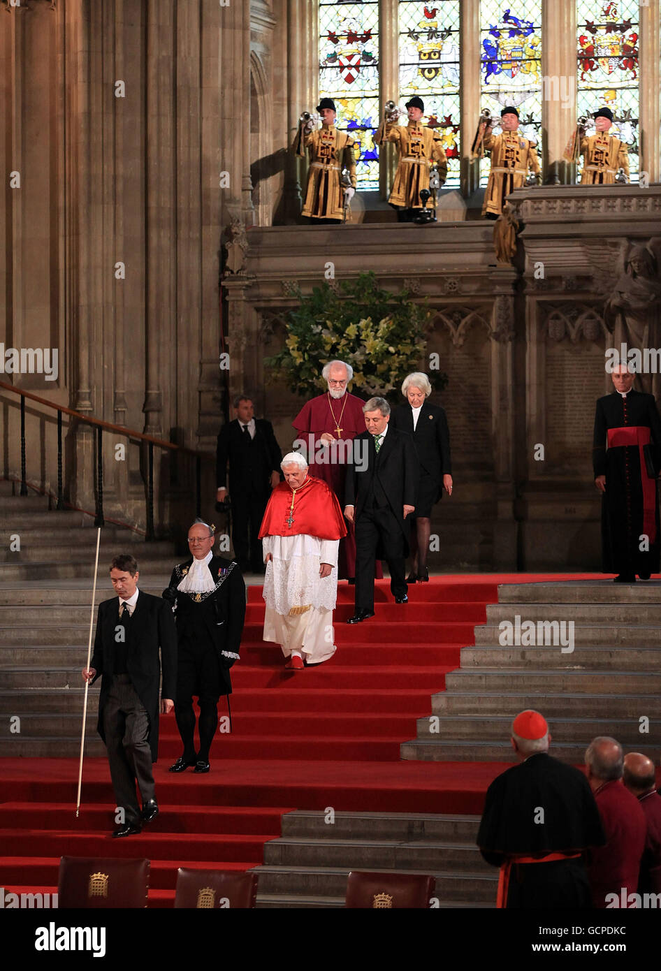 Pope Benedict XVI arrives to give a speech at Westminster Hall, London ...