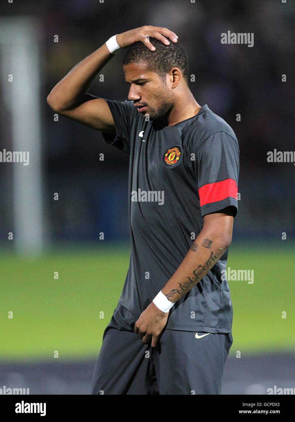 Manchester uniteds tiago bebe during pre match training hi-res stock ...