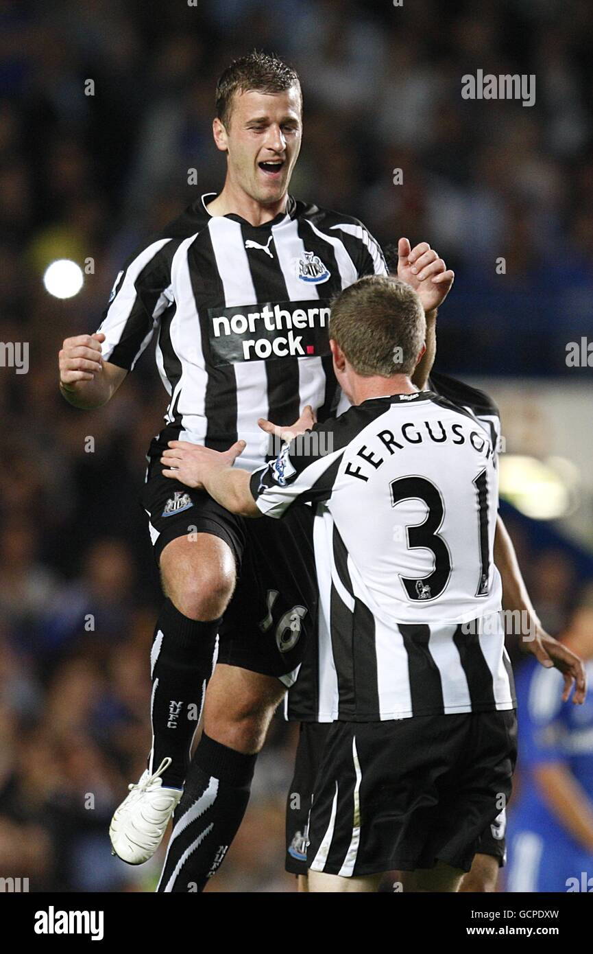 Newcastle United's Ryan Taylor (left) celebrates scoring their second ...