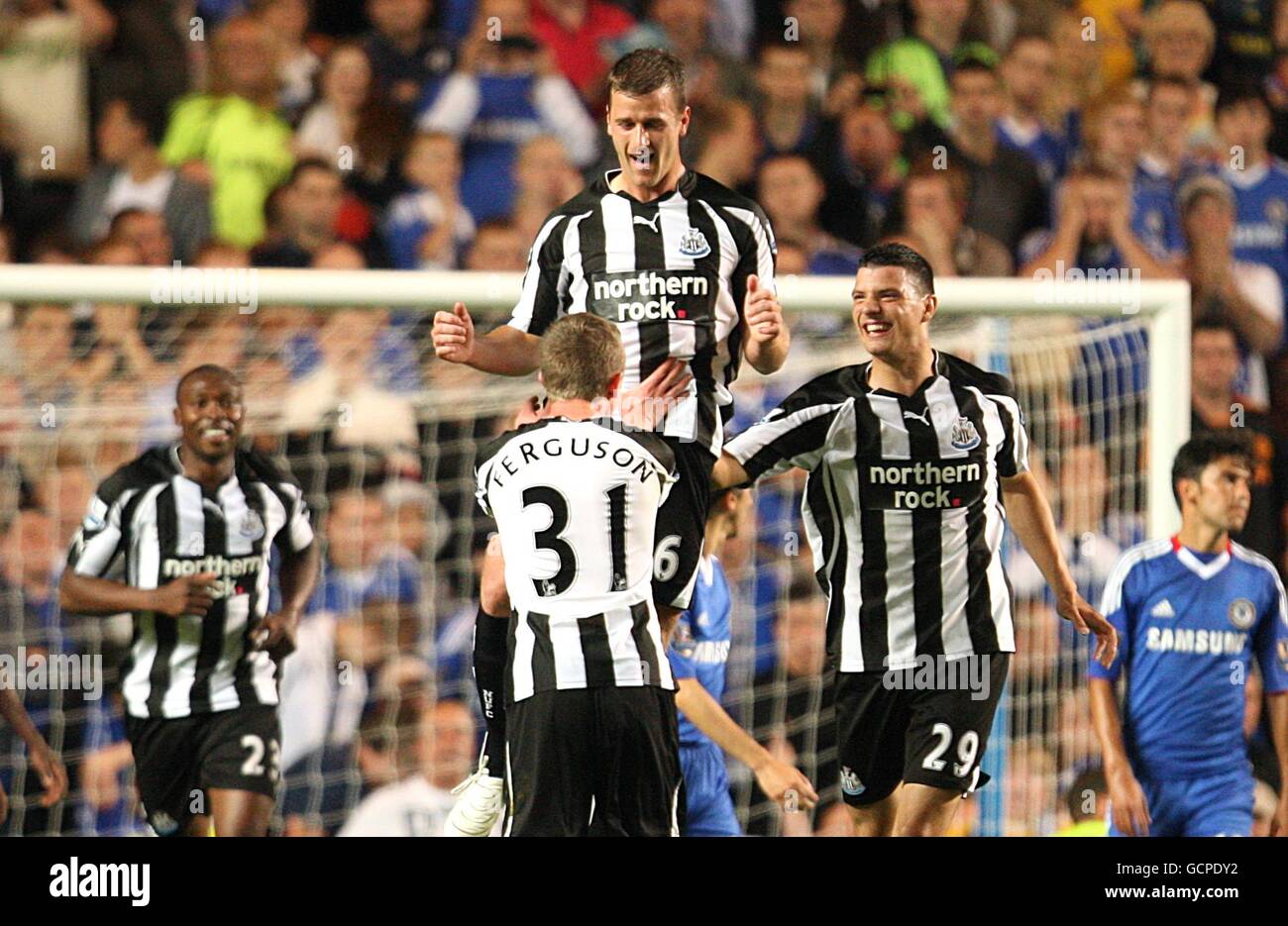 Newcastle United's Ryan Taylor (centre) celebrates scoring their second ...