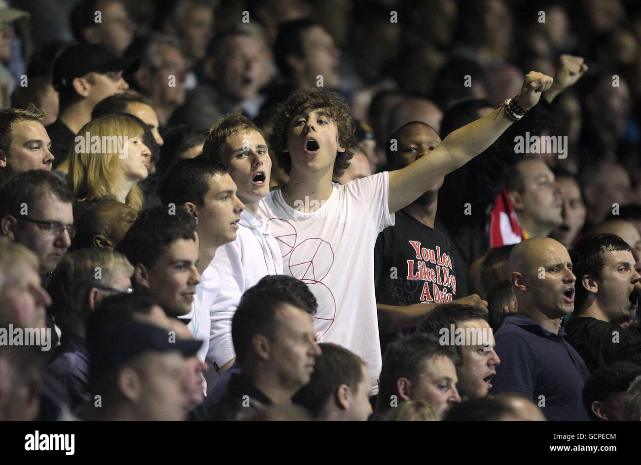 Manchester united fans in the stands during the match hi-res stock ...