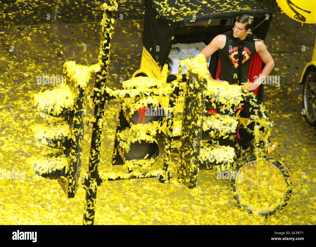 Selfridges Shoe Gallery opening - London. 'Shoeper Hero' waits at ...