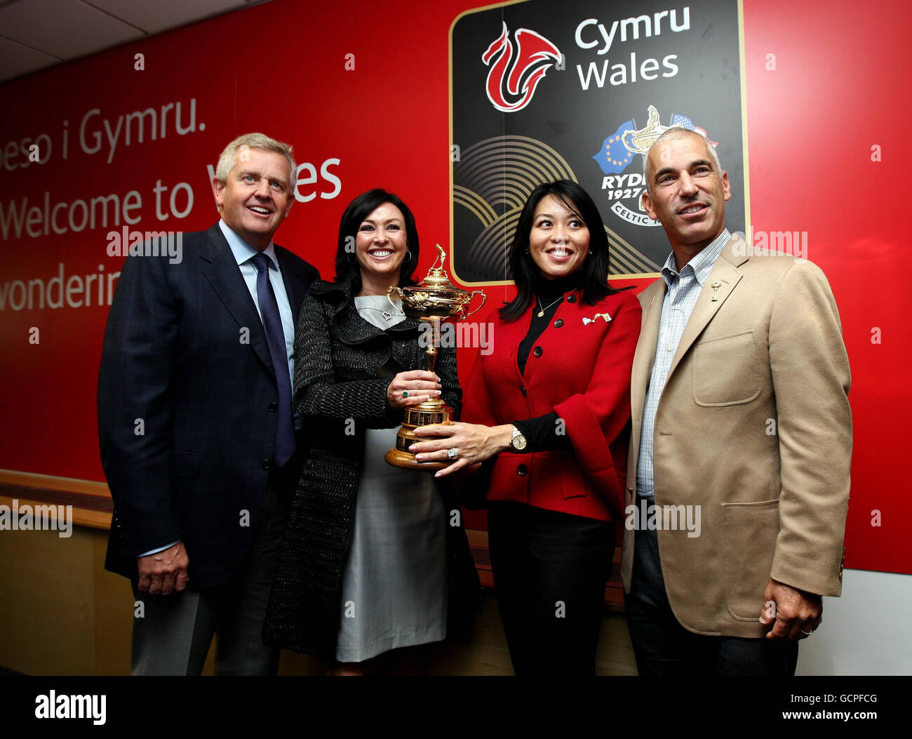 Colin Montgomerie (left), Gaynor Montgomerie (second left), Lisa Pavin ...