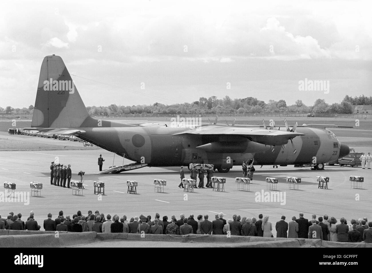 The coffins of victims of the Chinook crash on the Mull of Kintyre are ...
