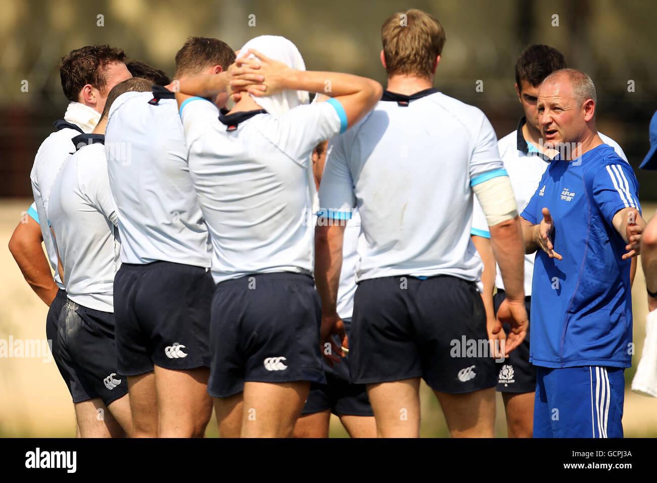 Scotland's coach Stephen Gemmell (right) during the Rugby Sevens ...