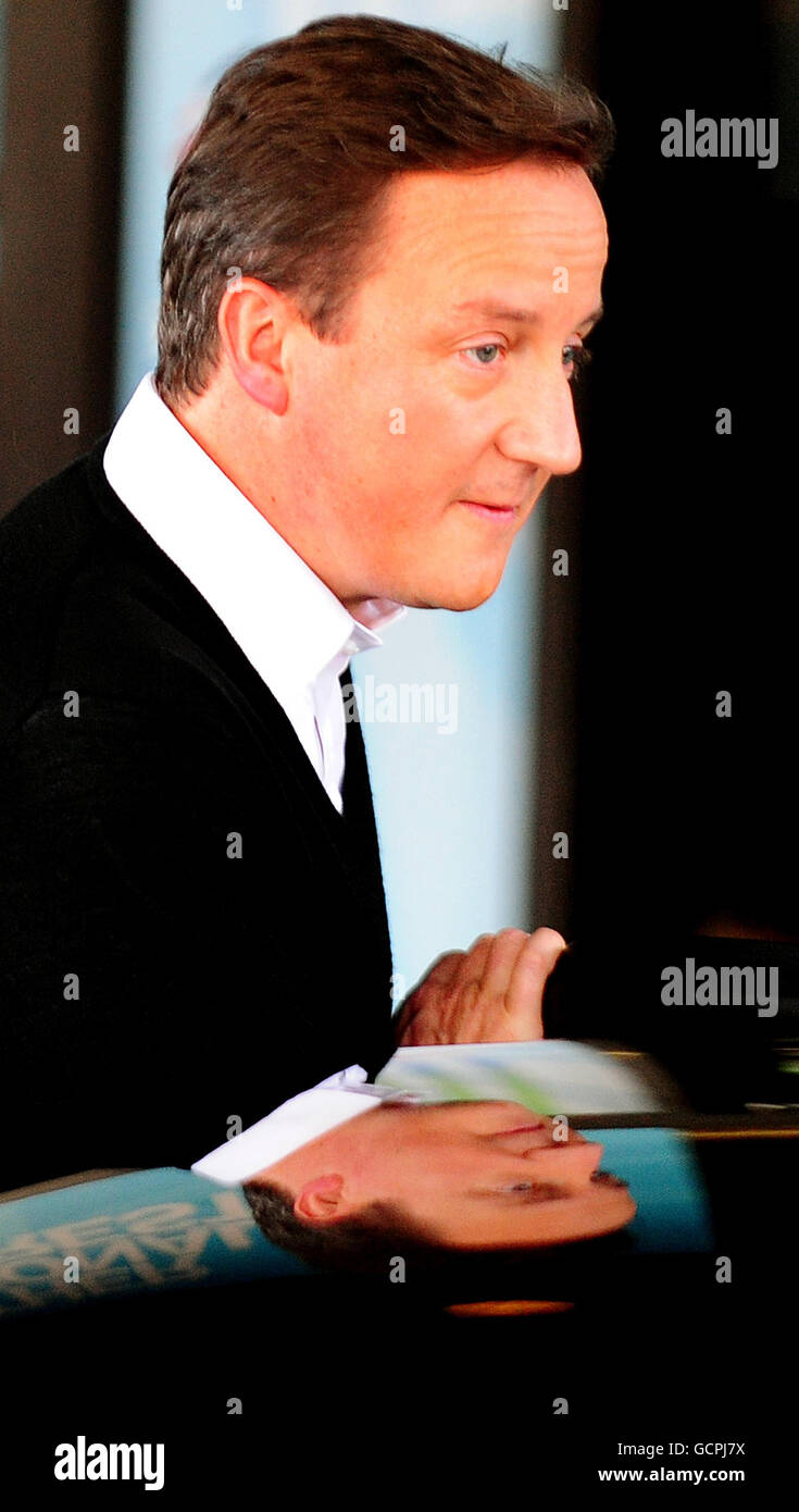Prime Minister David Cameron leaving The Hyatt Hotel in Birmingham ...