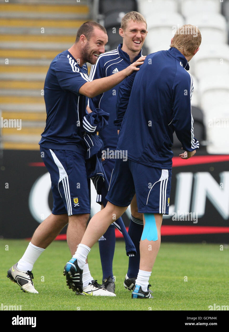 Scotland's Kris Boyd (left), Darren Fletcher and Barry Robson (right ...