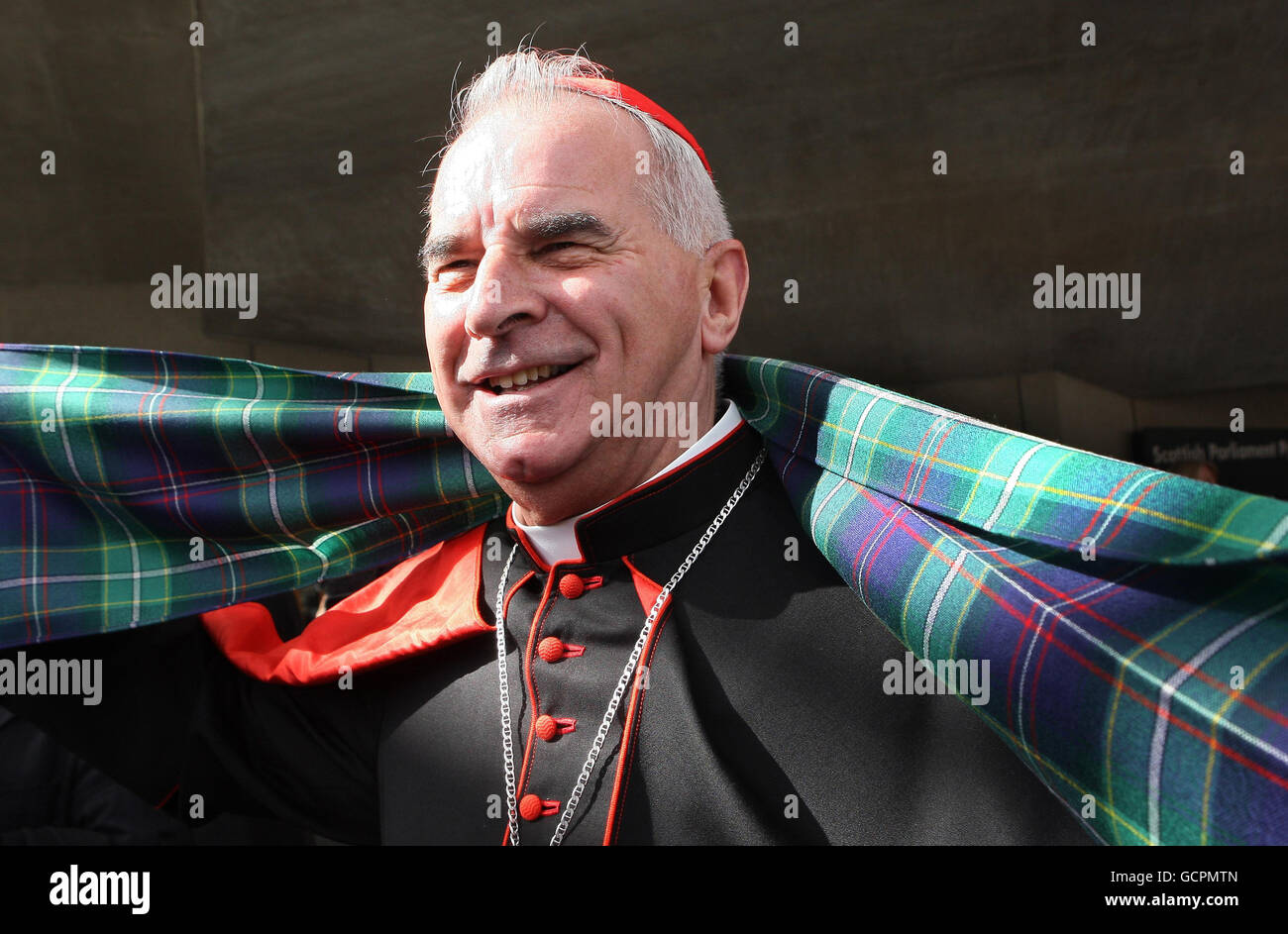 Cardinal Keith O'Brien unveils the worlds first Papal visit plaid, the ...