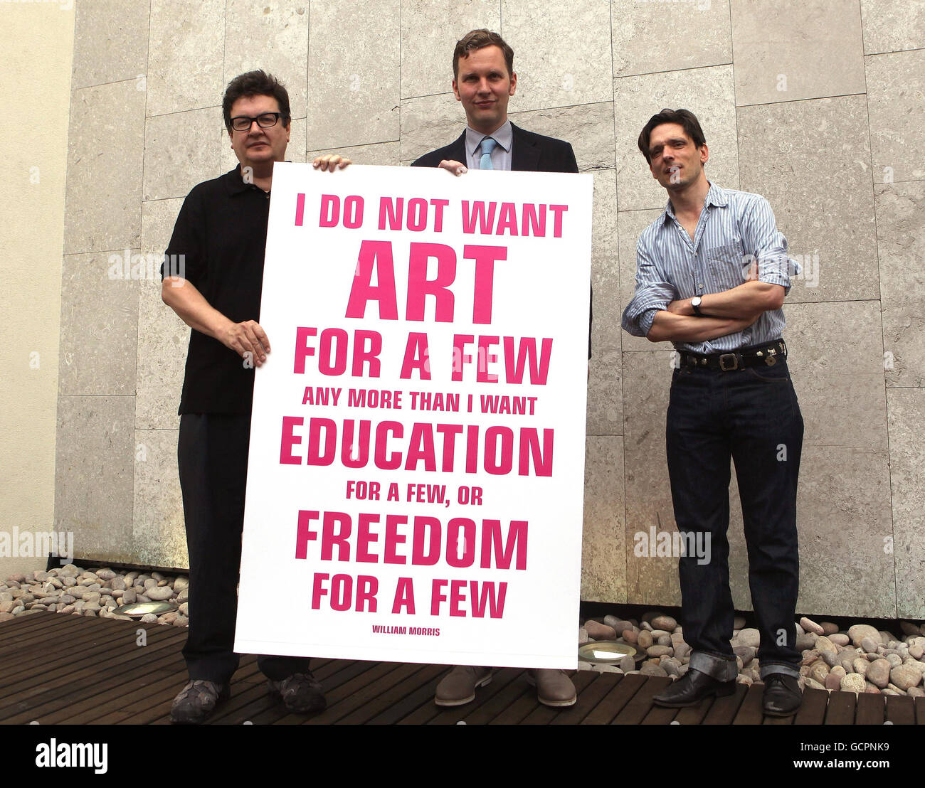 (from left) Artists Mark Wallinger, David Shrigley and Jeremy Deller ...