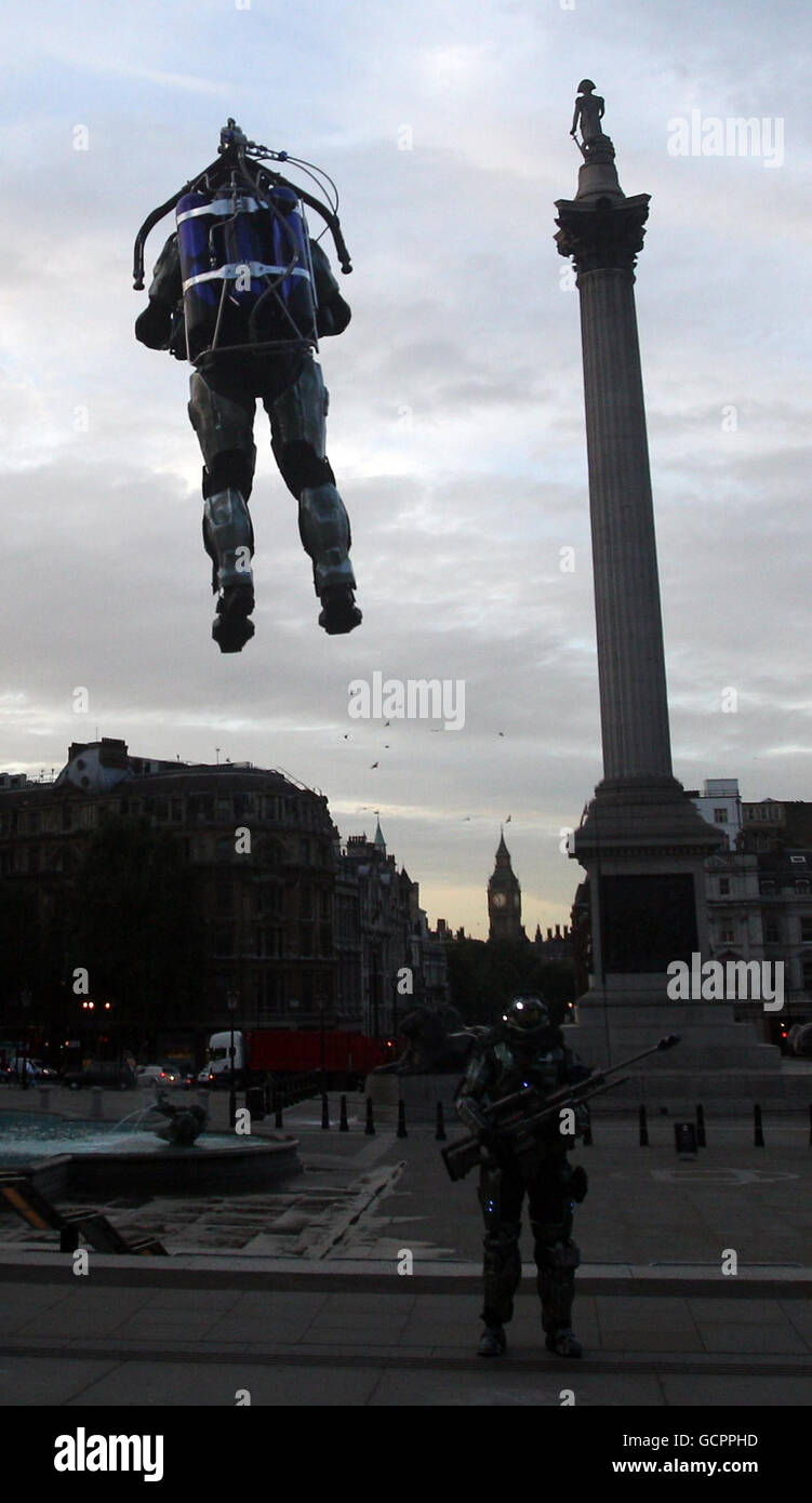 A Jetpack man takes to the skies of London in Trafalgar Square to ...