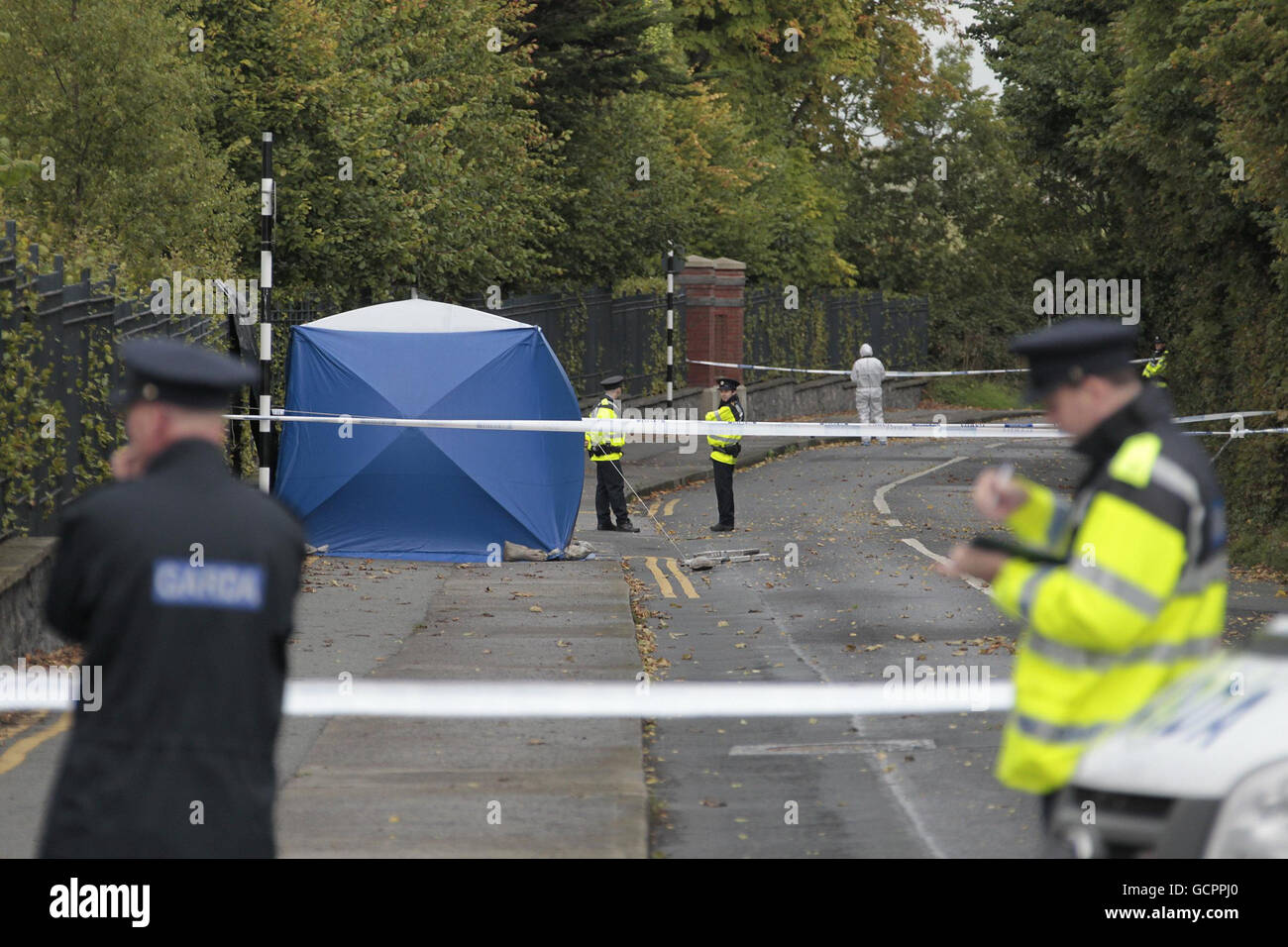 Gardai at the scene on Station Road in Portmarnock, Co Dublin, were a ...