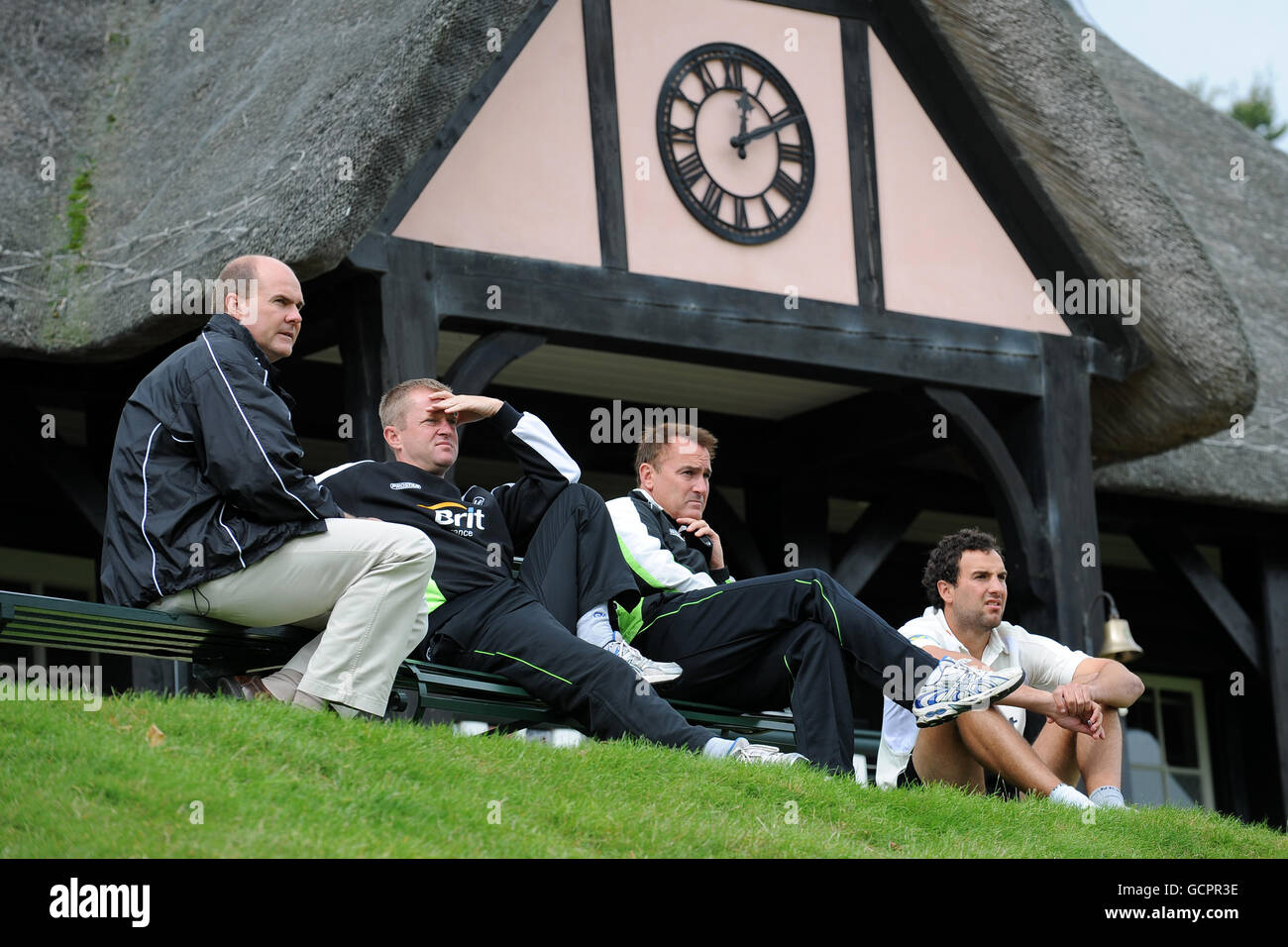 Surrey's Matthew Spreigel (right) and coaches Graeme Thorpe (right) and ...