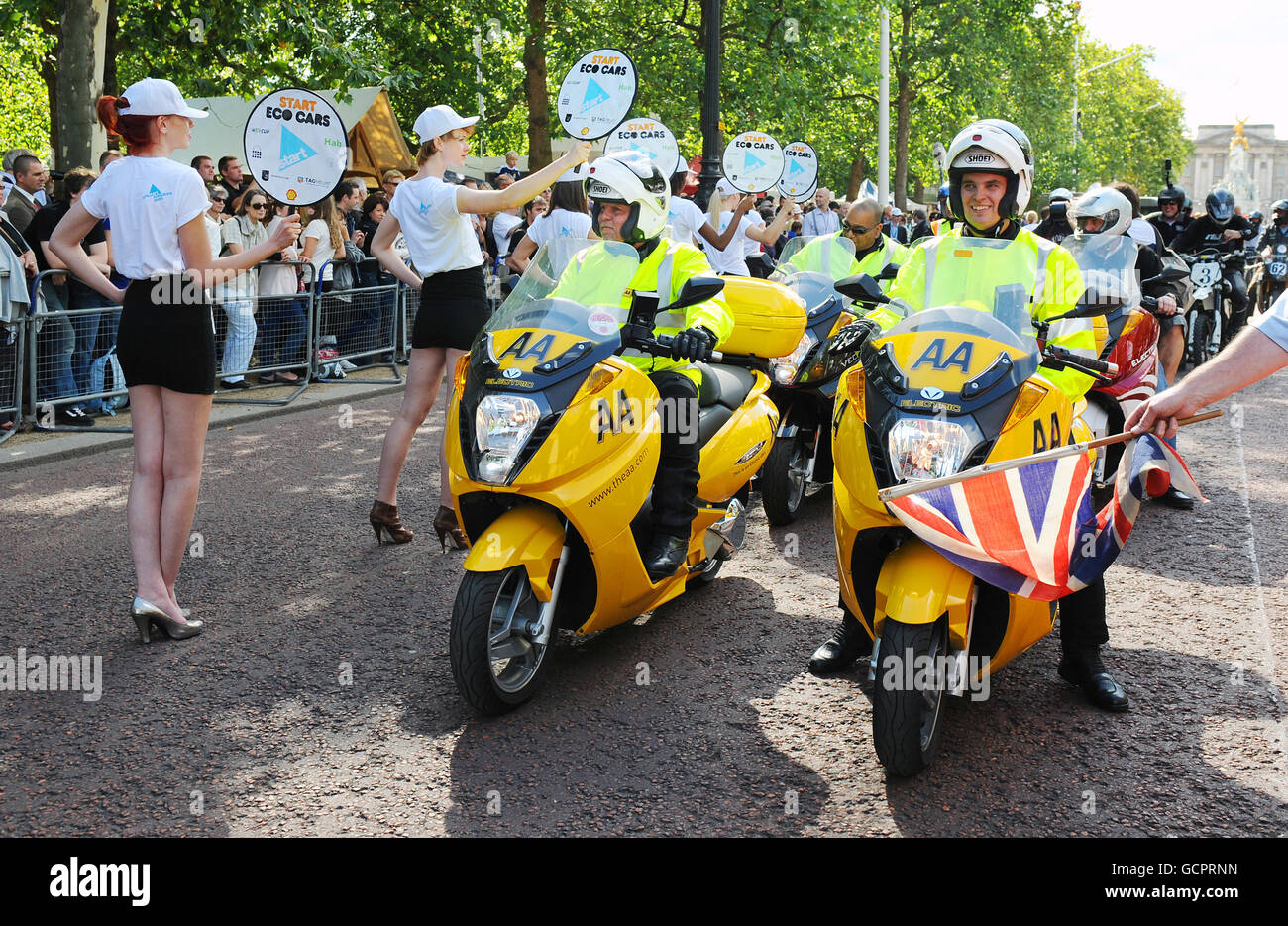 AA men take part in the Eco-Car Spectacular in The Mall, London, which ...