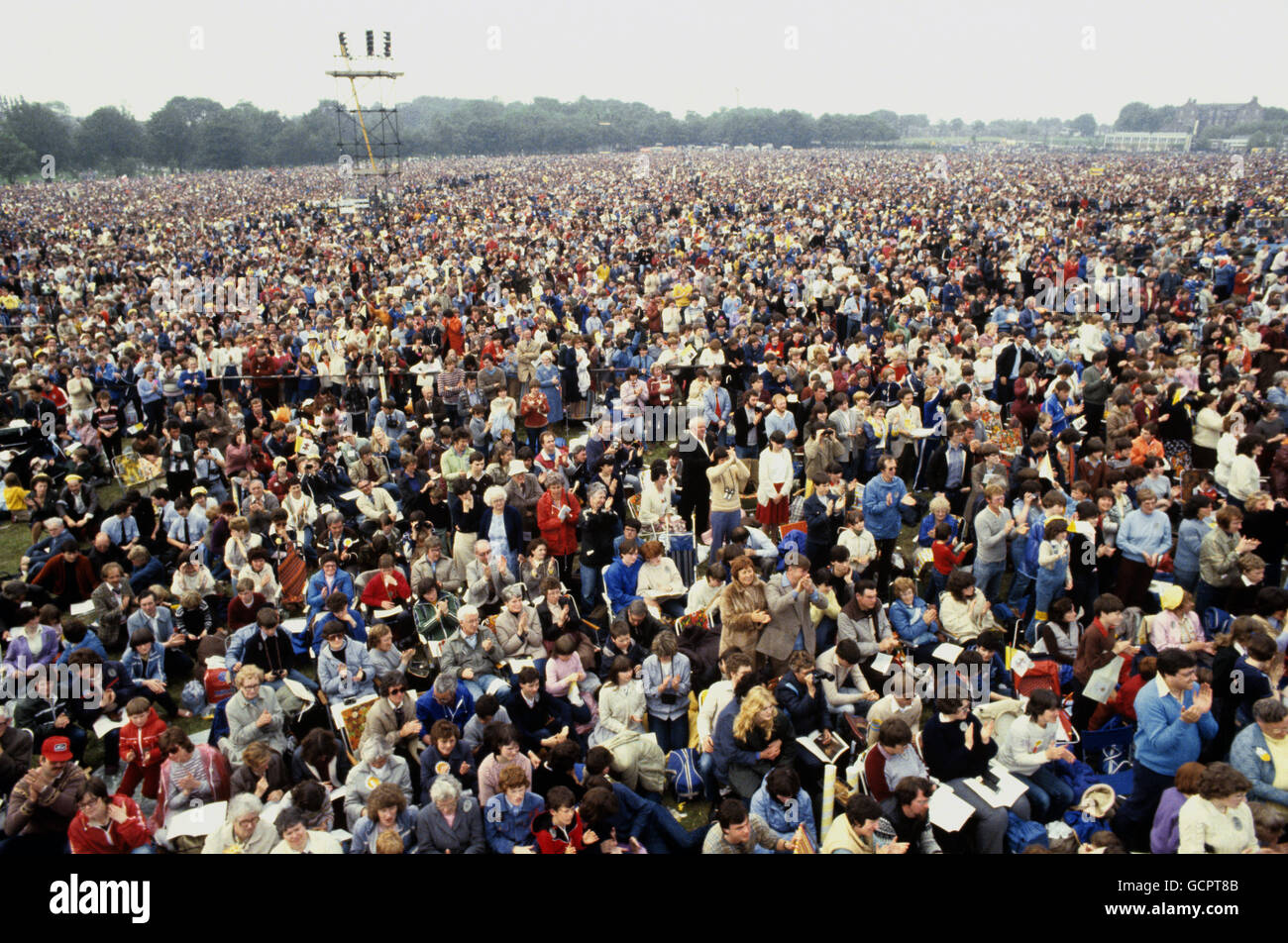 A view of part of the vast crowd gathered for the open air Mass ...