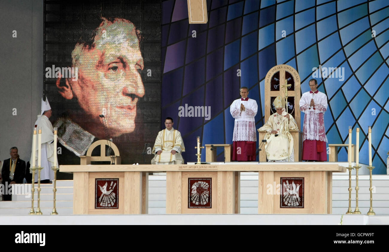 Pope Benedict XVI during the Mass to beatify Cardinal John Henry Newman ...