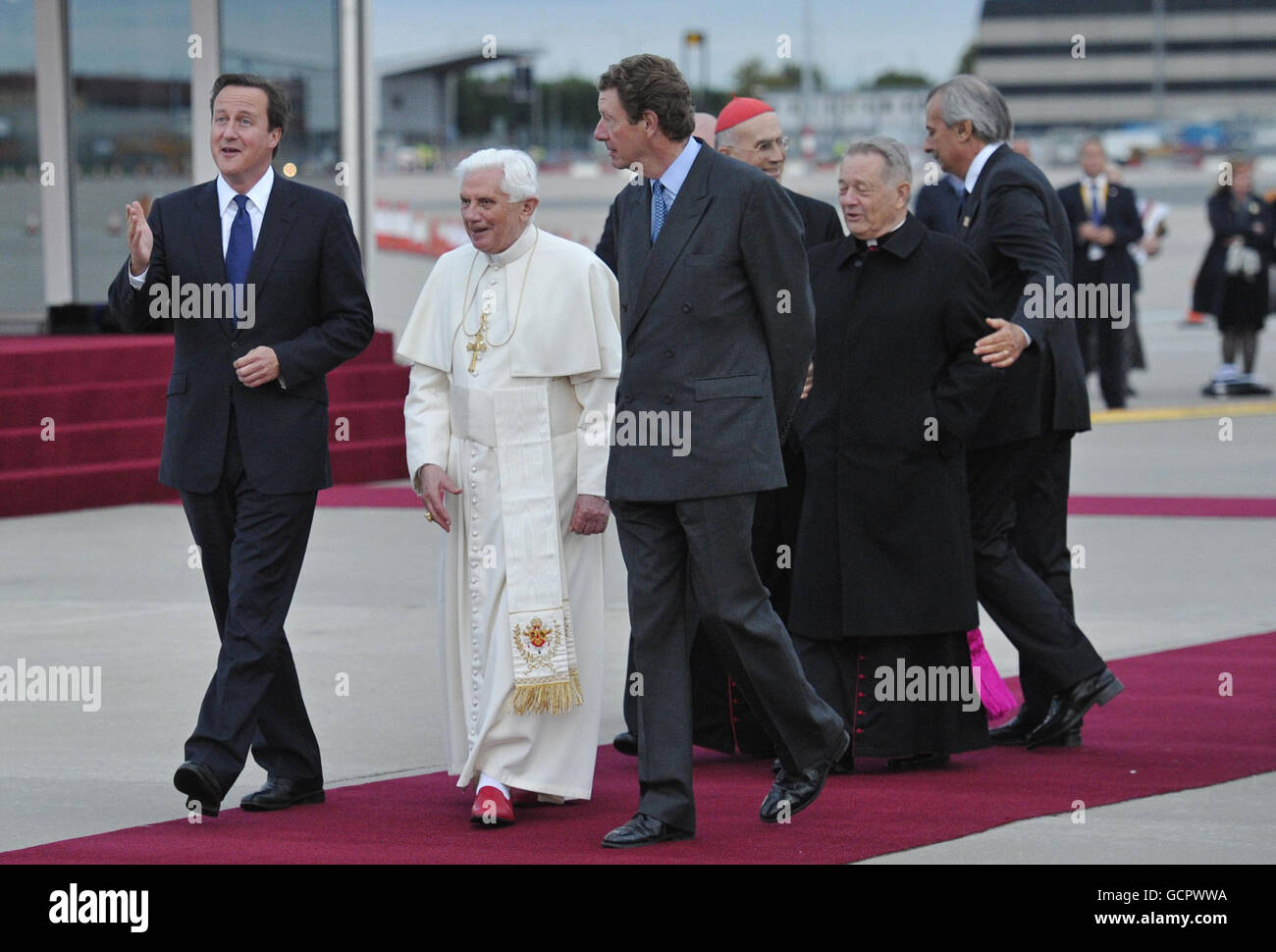 Prime Minister David Cameron and Lord Chamberlain Earl Peel escort Pope ...