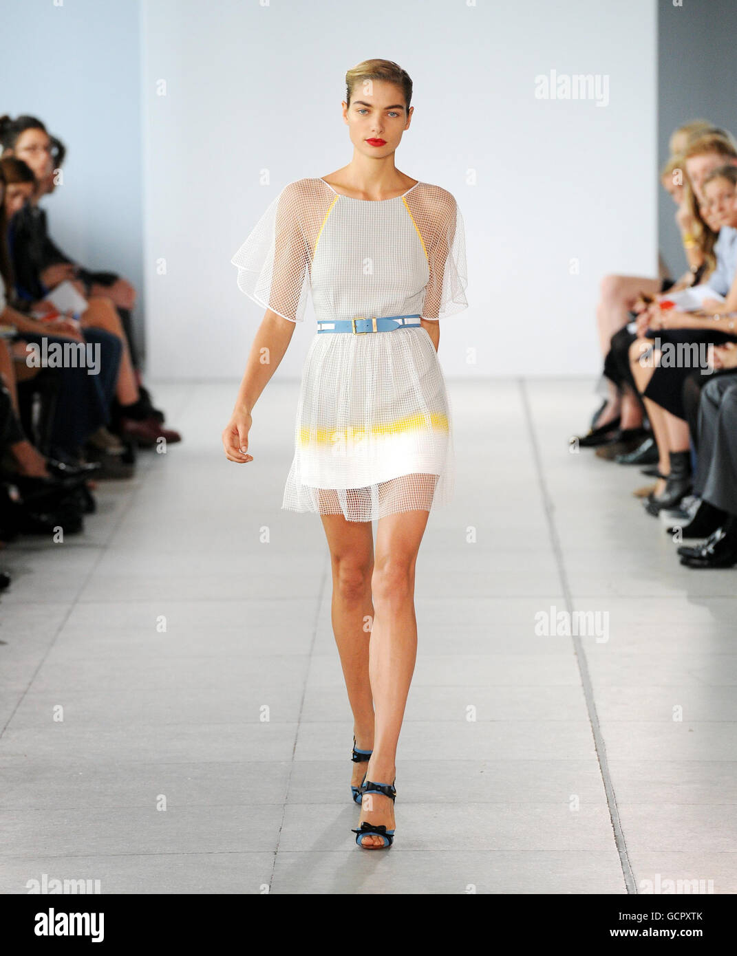 A model on the catwalk during the Jonathan Saunders Spring/Summer ...
