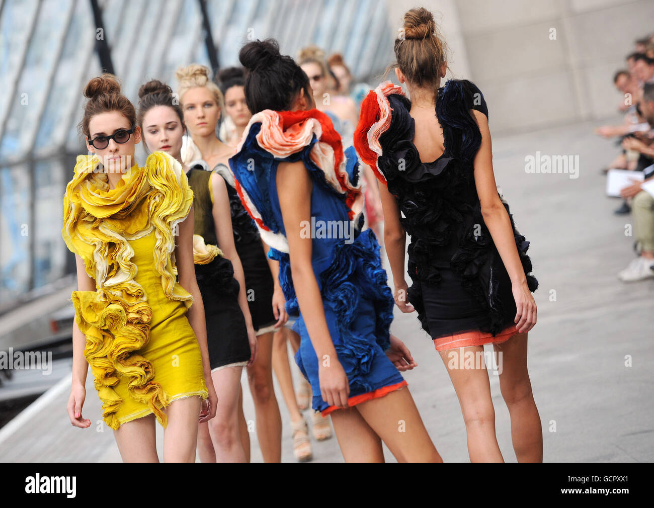 Models on the catwalk during the Fashion East by Topshop shown in the ...