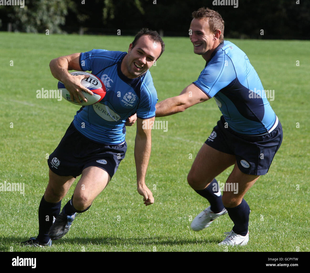 Scotland Commonwealth rugby players Mike Adamson (left) and Colin Shaw ...