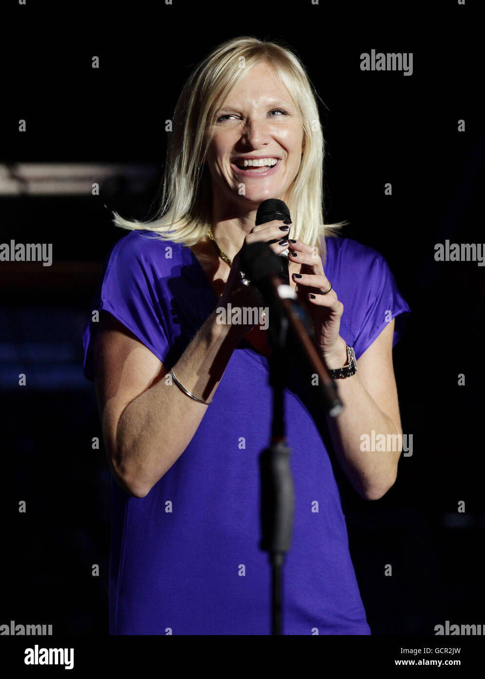 DJ Jo Whiley introducing The Scissor Sisters during a recording of a ...
