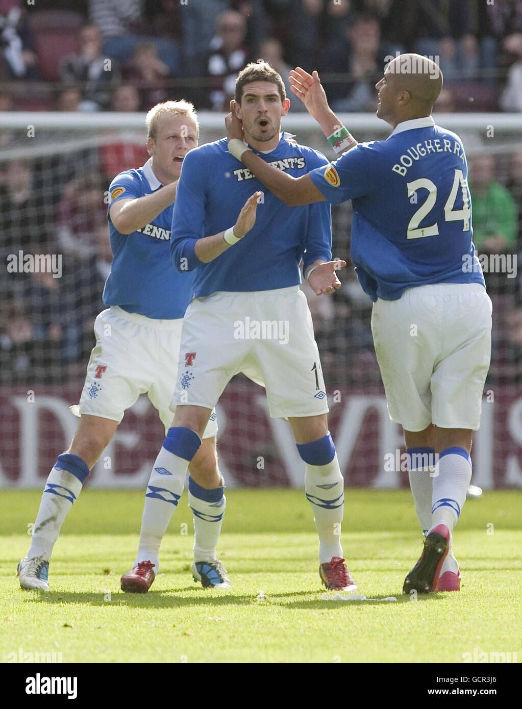 Kyle Lafferty of Rangers celebrates scoring the equalising goal during ...