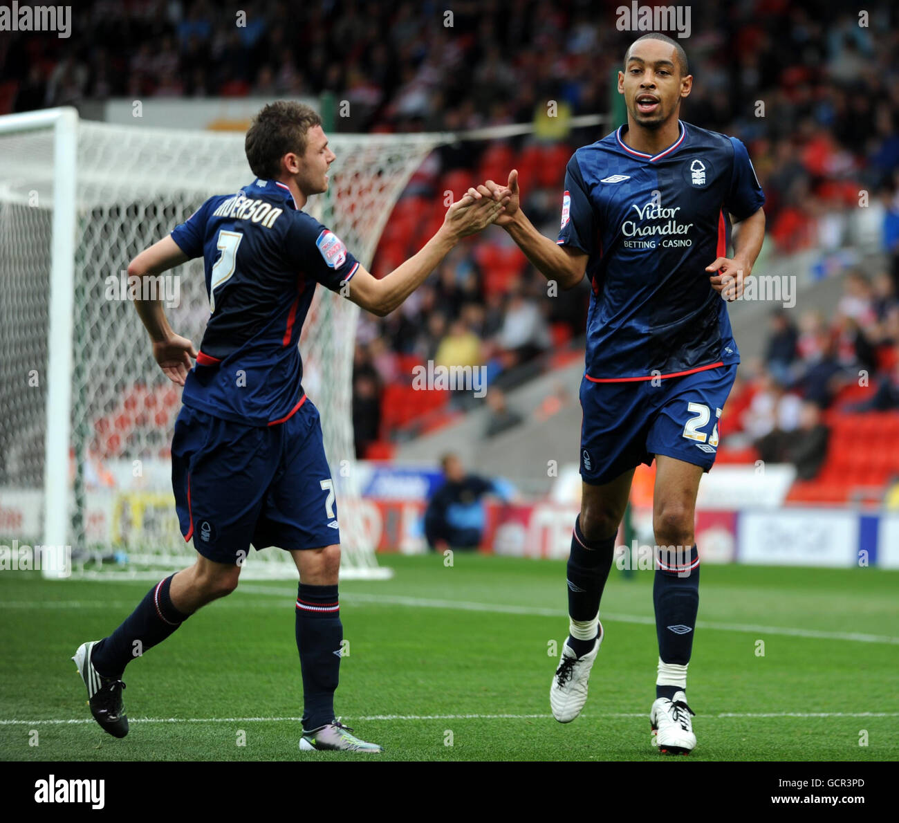 Nottingham Forest's Dexter Blackstock celebrates with team mate Paul ...