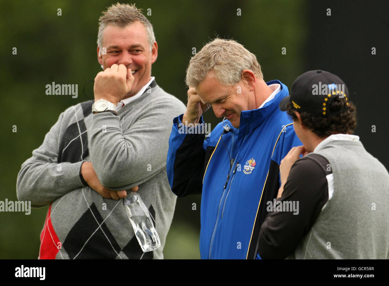 Europe's vice captain Darren Clarke (left) and Captain Colin ...