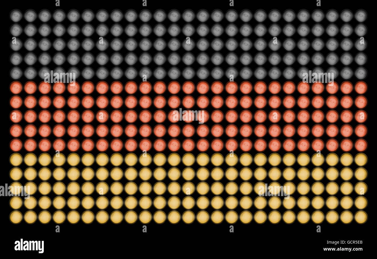 German flag, made of led bulbs, each taken at short exposures, to make ...