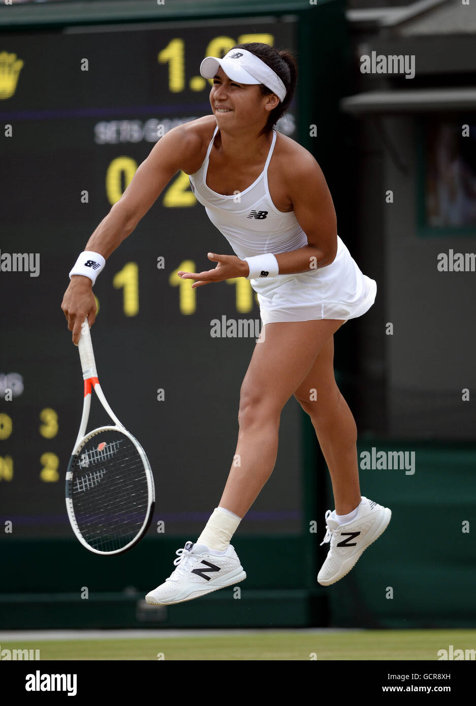 Heather Watson during her doubles match with partner Henri Kontinen on ...