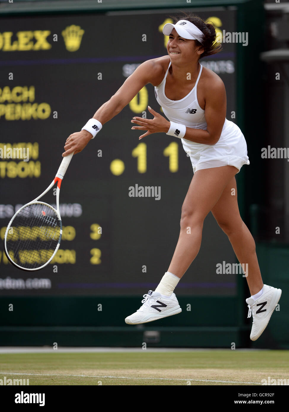 Heather Watson during her doubles match with partner Henri Kontinen on ...