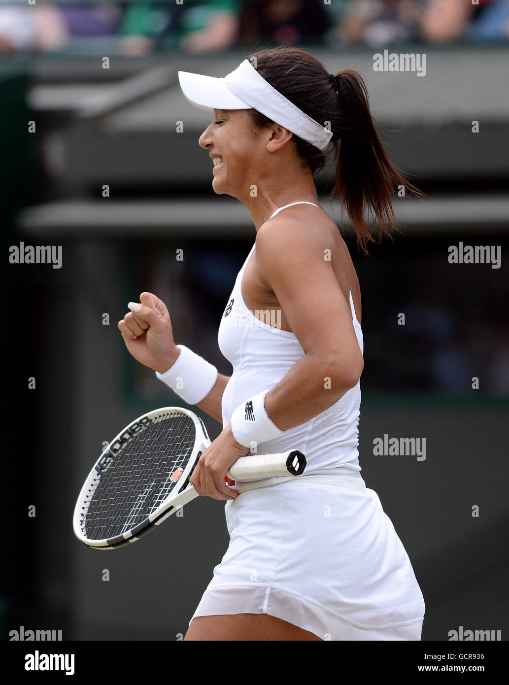 Heather Watson during her doubles match with partner Henri Kontinen on ...