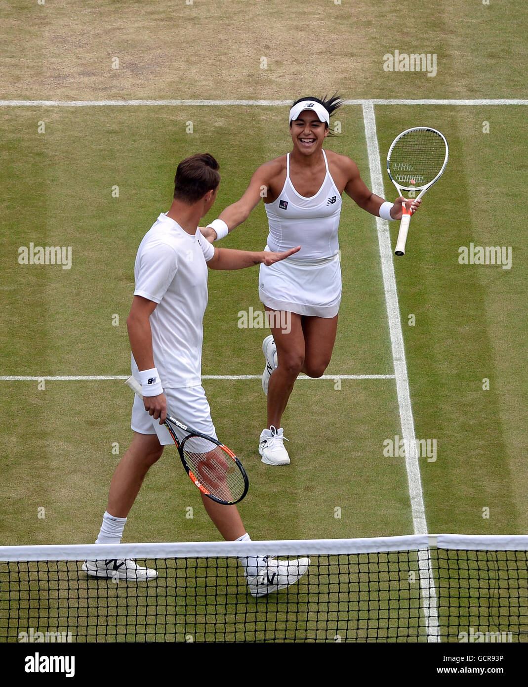 Heather Watson during her doubles match with partner Henri Kontinen on ...