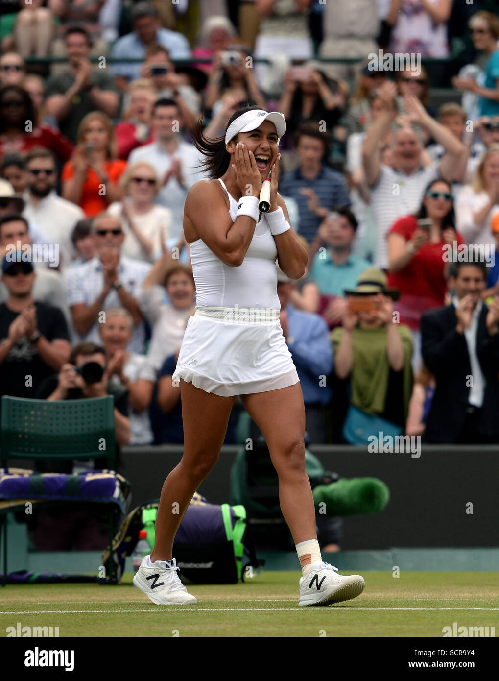 Heather Watson celebrates winning her doubles match with partner Henri ...