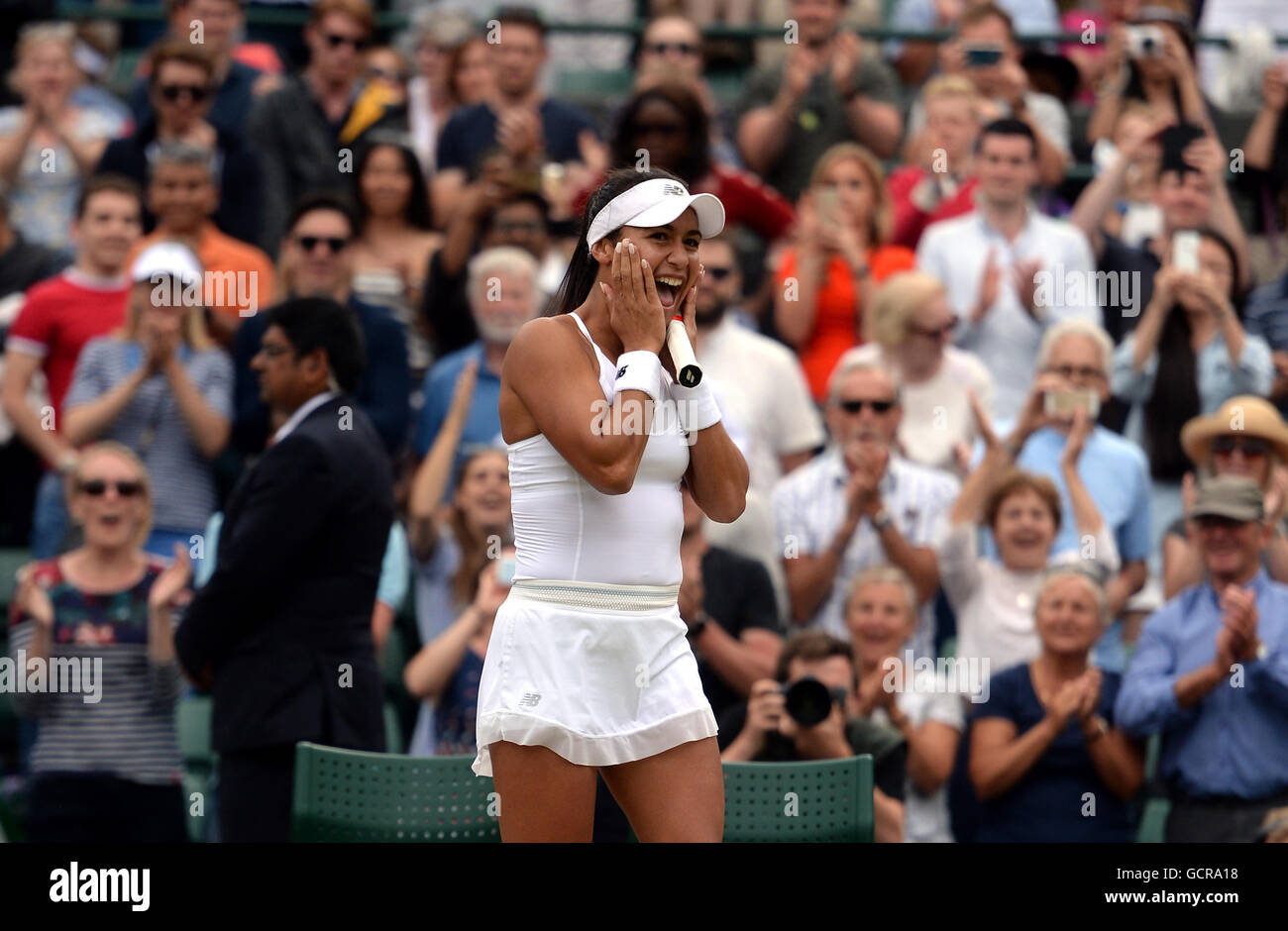 Heather Watson celebrates winning her doubles match with partner Henri ...