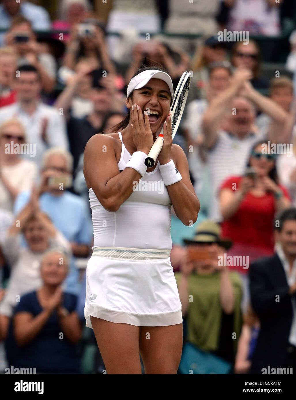 Heather Watson celebrates winning her doubles match with partner Henri ...