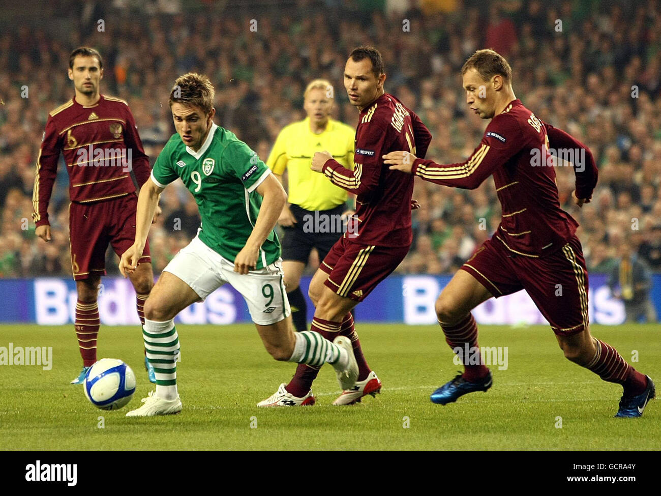 Ireland's Kevin Doyle (left) in action during the European Championship ...