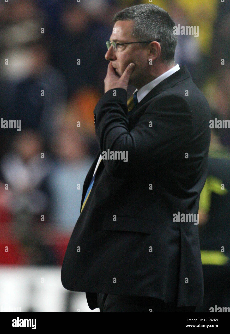 Scotland manager Craig Levein looks on during the European Championship ...