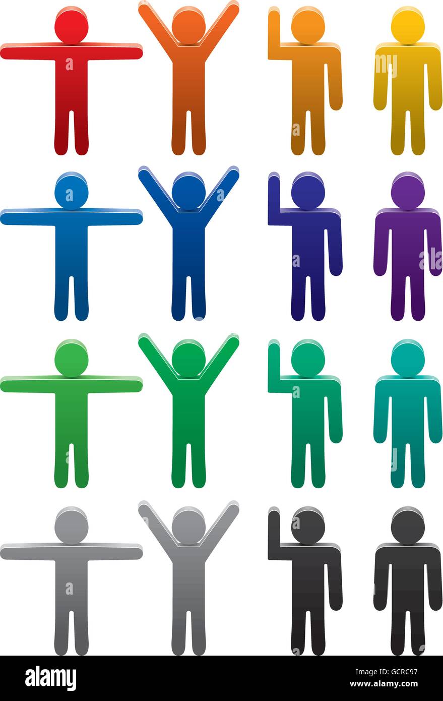 vector set of colorful man symbols in various poses Stock Vector Image ...