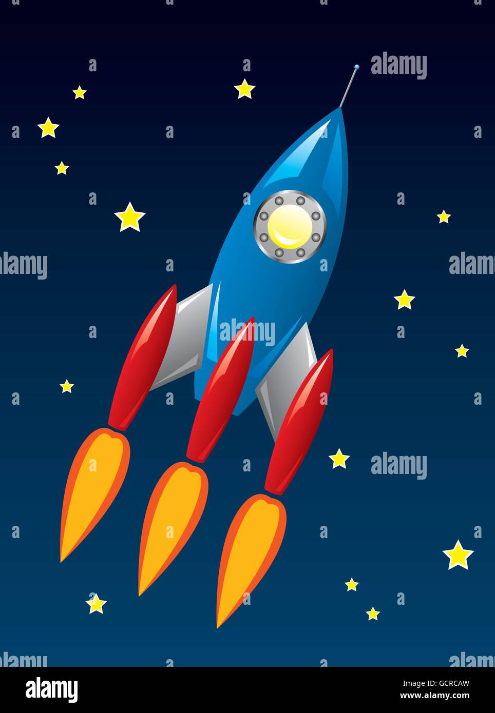 vector stylized retro rocket ship in space Stock Vector Image & Art - Alamy