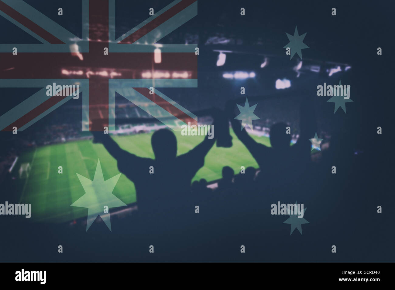 sport stadium with fans and blending Australia flag Stock Photo - Alamy