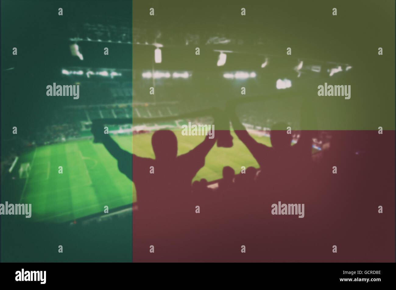 sport stadium with fans and blending Benin flag Stock Photo - Alamy