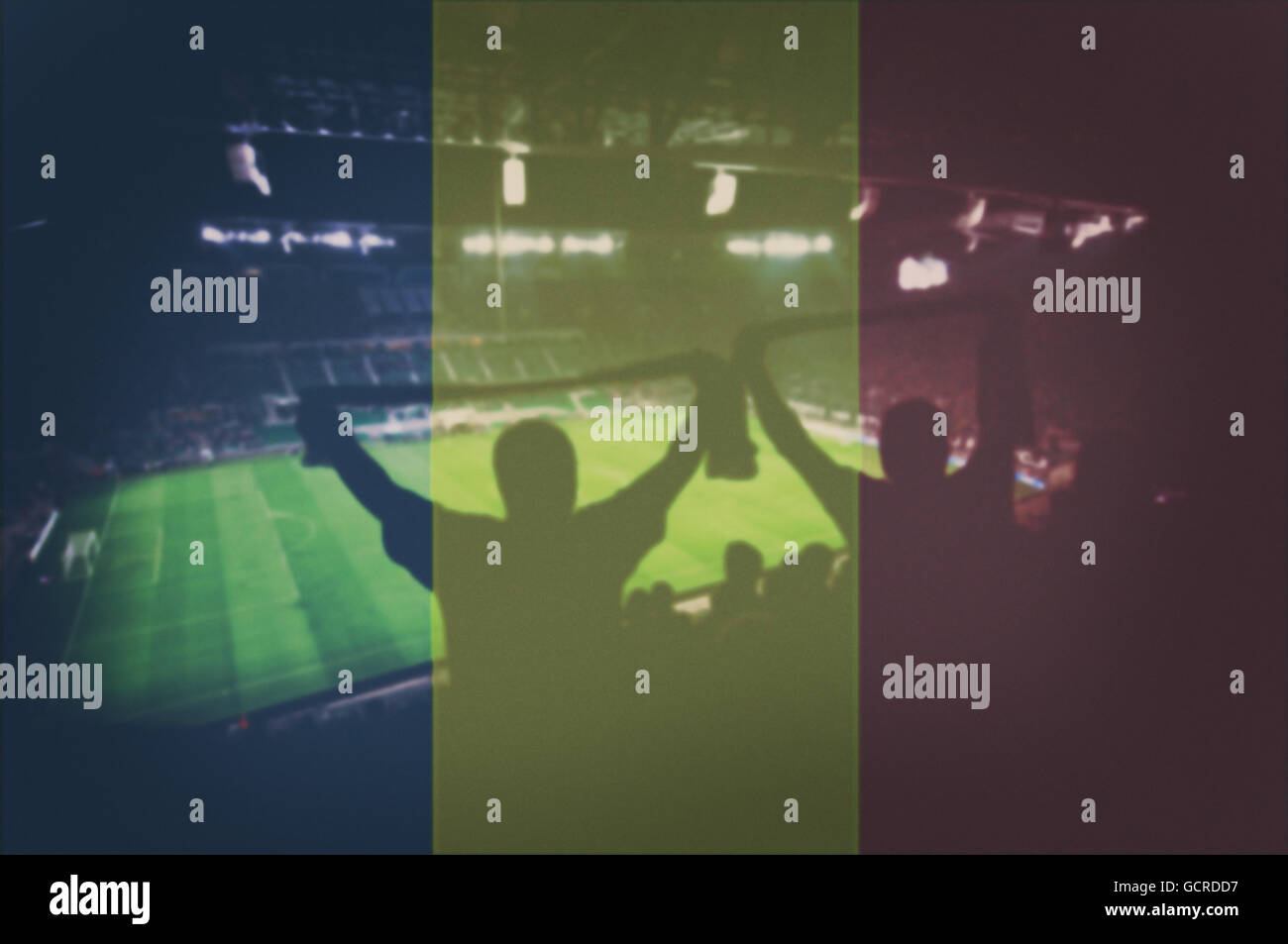 sport stadium with fans and blending Chad flag Stock Photo - Alamy