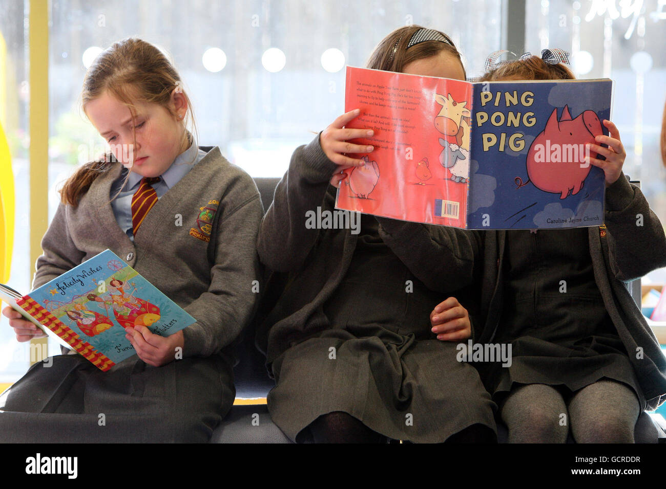 Pupils from St Comgalls Primary School in Antrim at the official ...