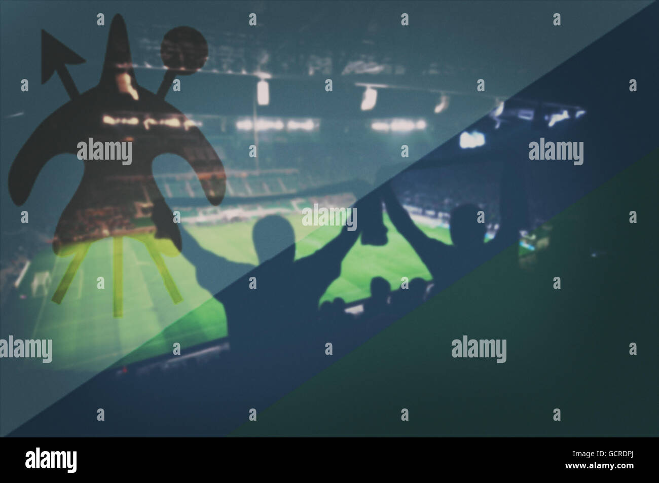 sport stadium with fans and blending Lesotho flag Stock Photo - Alamy