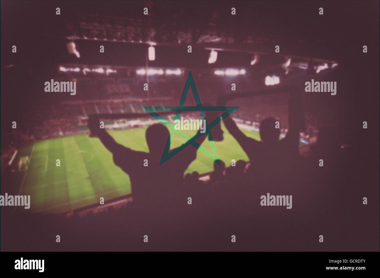 sport stadium with fans and blending Morocco flag Stock Photo - Alamy