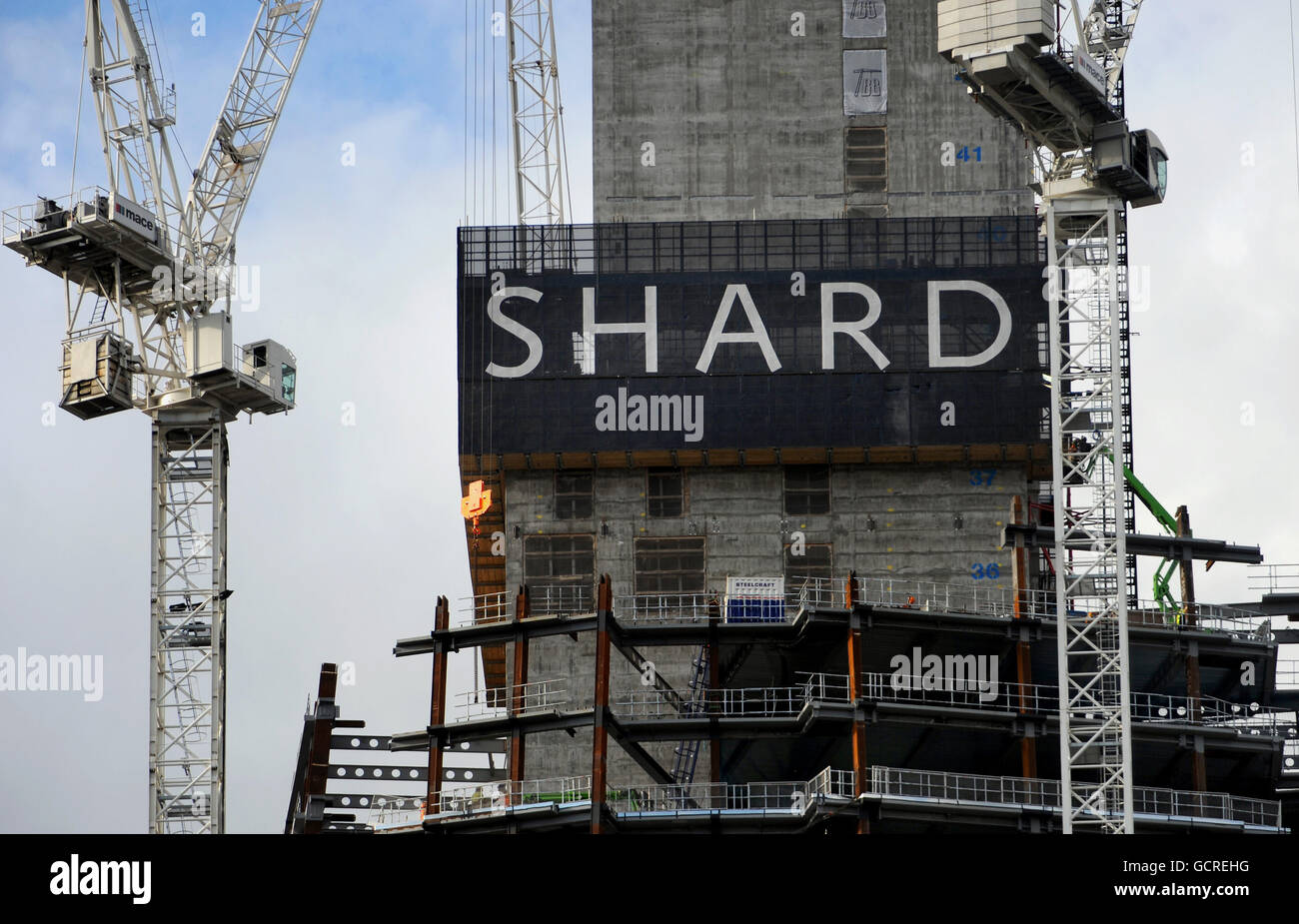 Construction work continues on the Shard building project at London ...