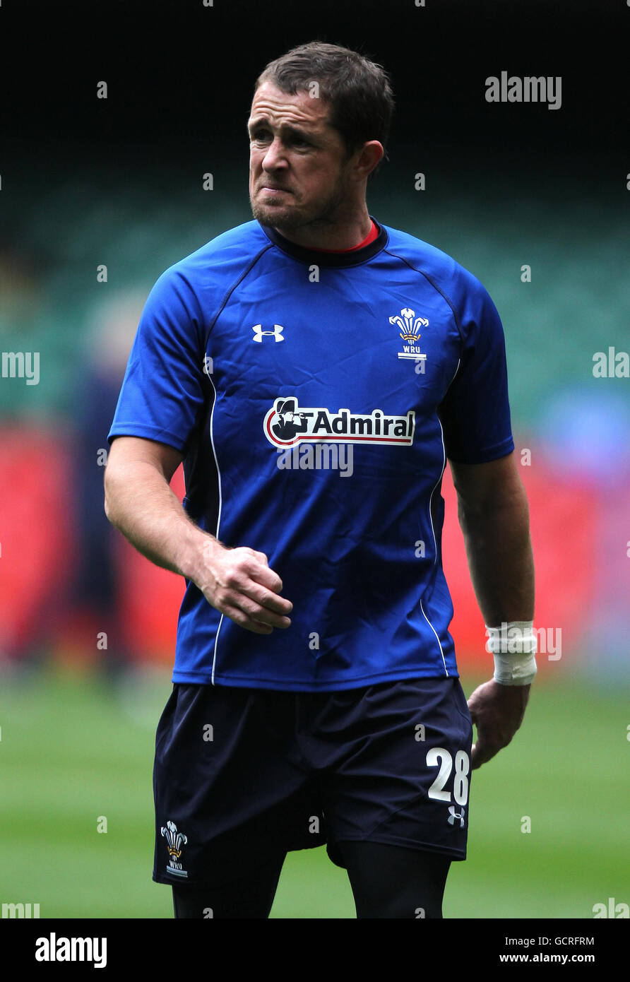 Wales' Shane Williams grimaces during the training session at the ...
